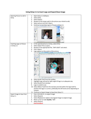 SOP Using Gimp 2 to Insert Logo | PDF
