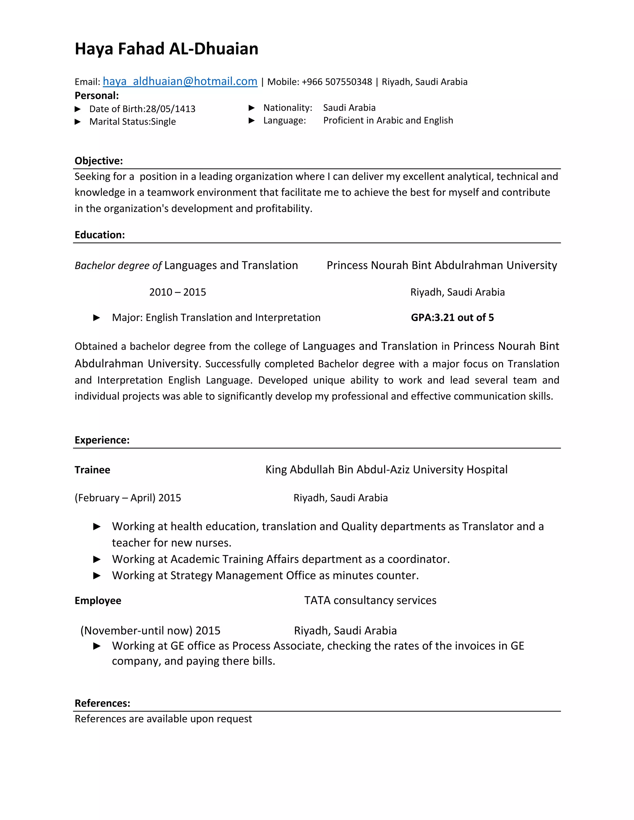Haya CV | PDF