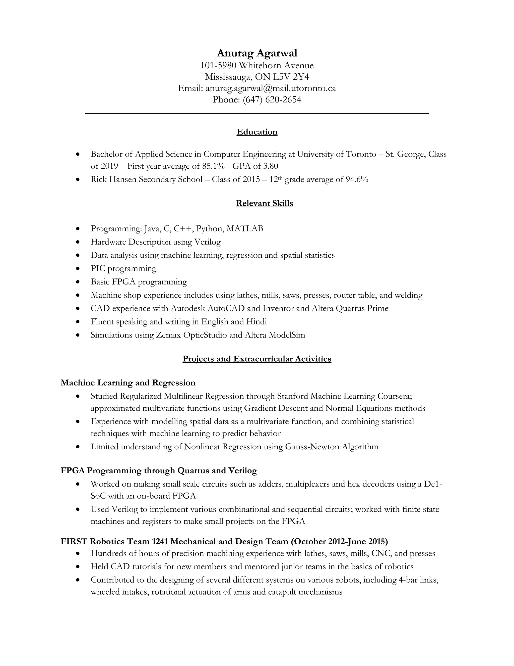 Anurag Agarwal Resume | PDF | Programming Languages | Computing