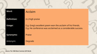 SAT 101 PRESENTATION SLIDE FOR TEACHING | PPSX