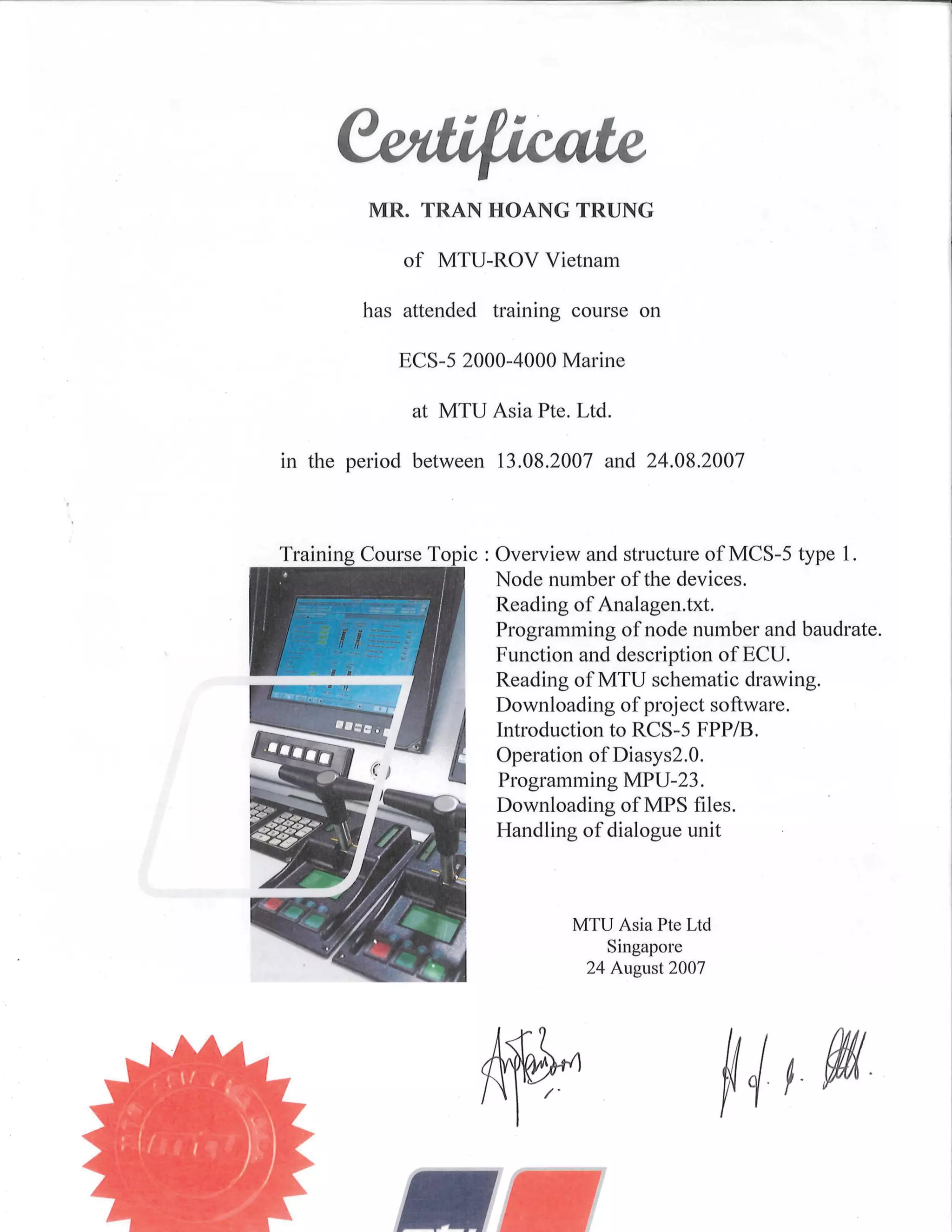 MTU CERTIFICATES | PDF