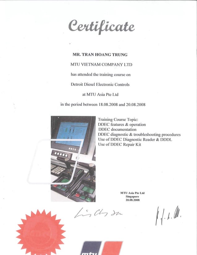 MTU CERTIFICATES | PDF