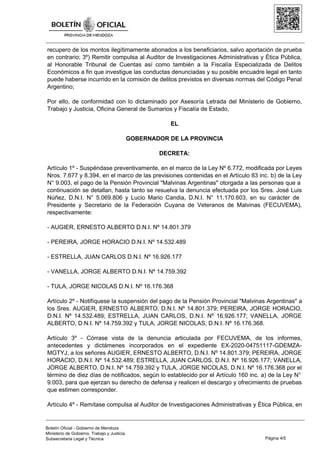 Suspenden la pensión de Malvinas | PDF
