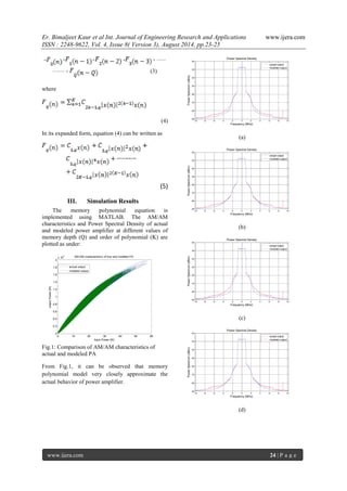 Modeling of RF Power Amplifier with Memory Effects using Memory Polynomial | PDF