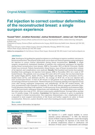 Fat injection to correct contour deformities of the reconstructed ...
