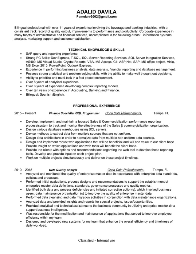 Resume Adalid Davila | PDF