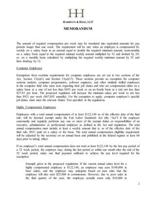 Memo re DOL Proposed Revisions 070815 | PDF