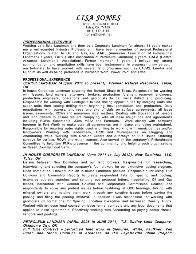 Lisa's Landman Resume' | DOC