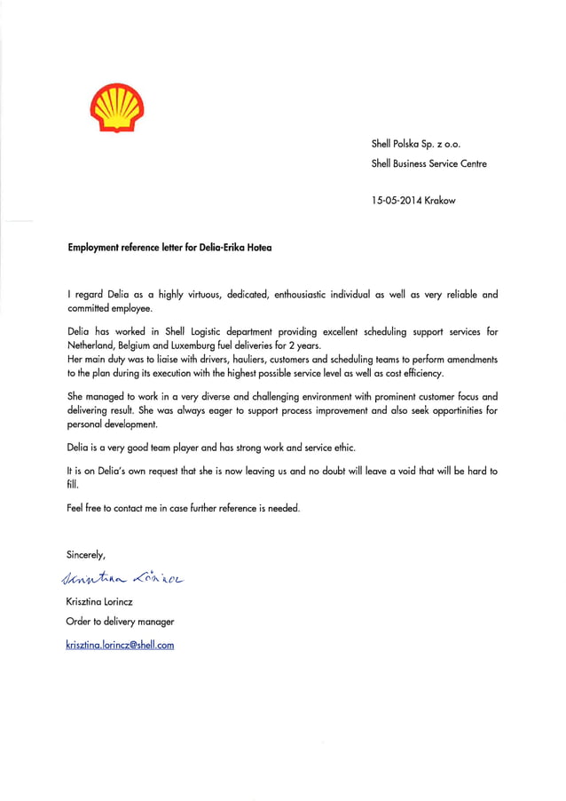 RECOMMENDATION LETTER FROM SHELL | PDF