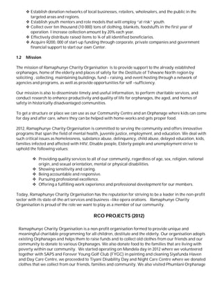Ramaphunye Charity Organisation PROFILE | PDF