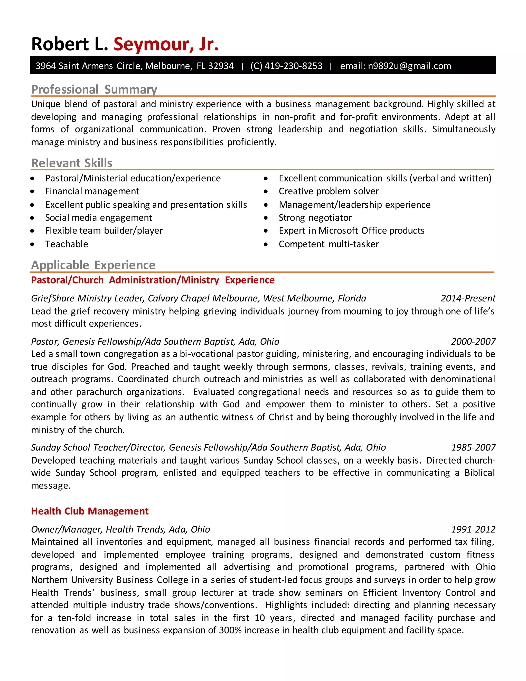 Bob Seymour Resume 2016 | DOCX