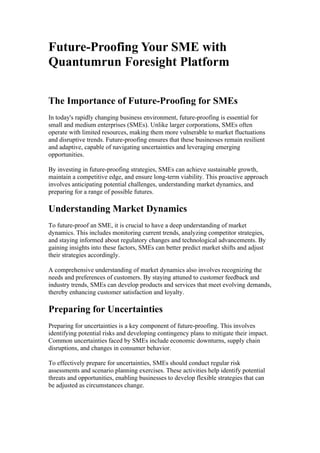 Future-Proofing Your SME with Quantumrun Foresight Platform | PDF