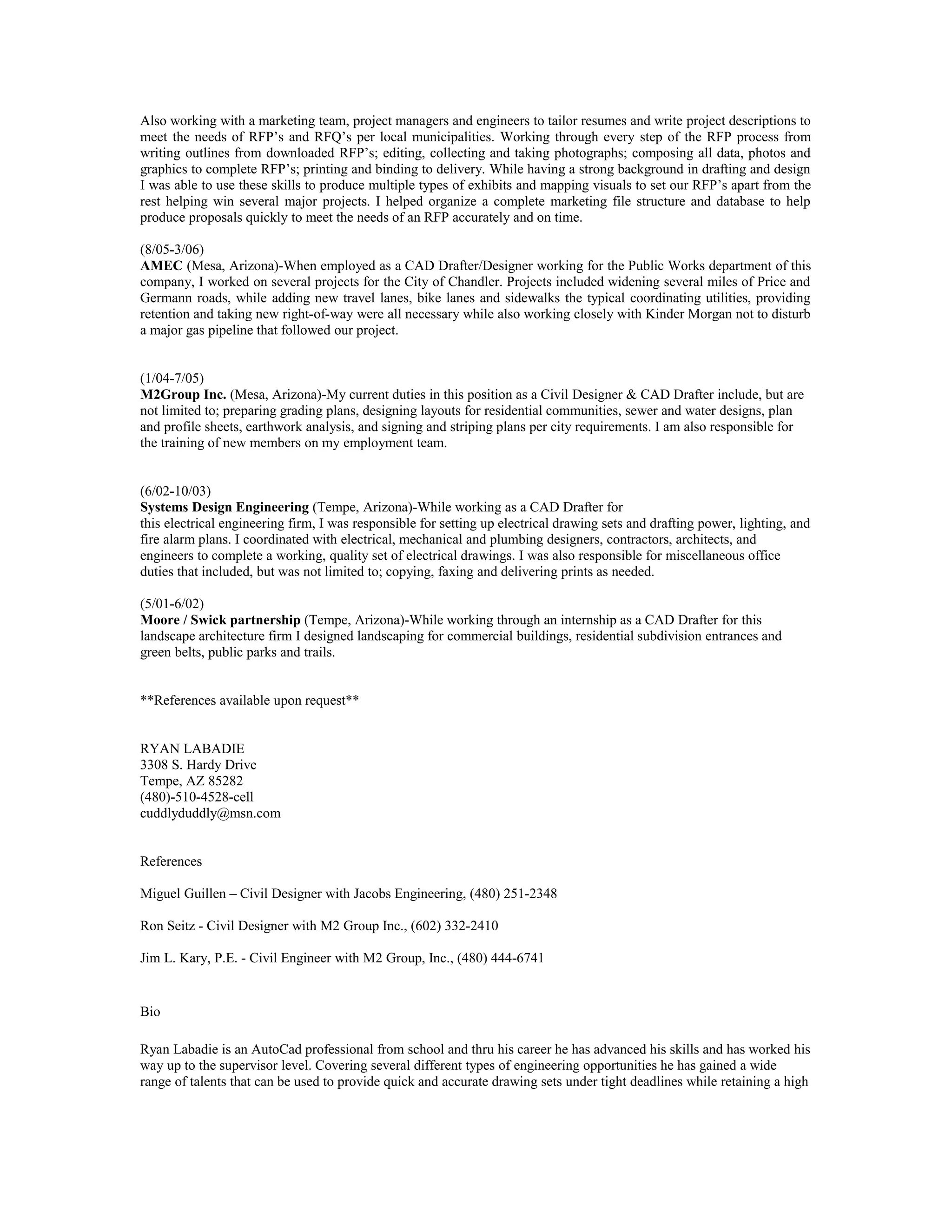 Ryan Labadie 2016 Resume | DOC