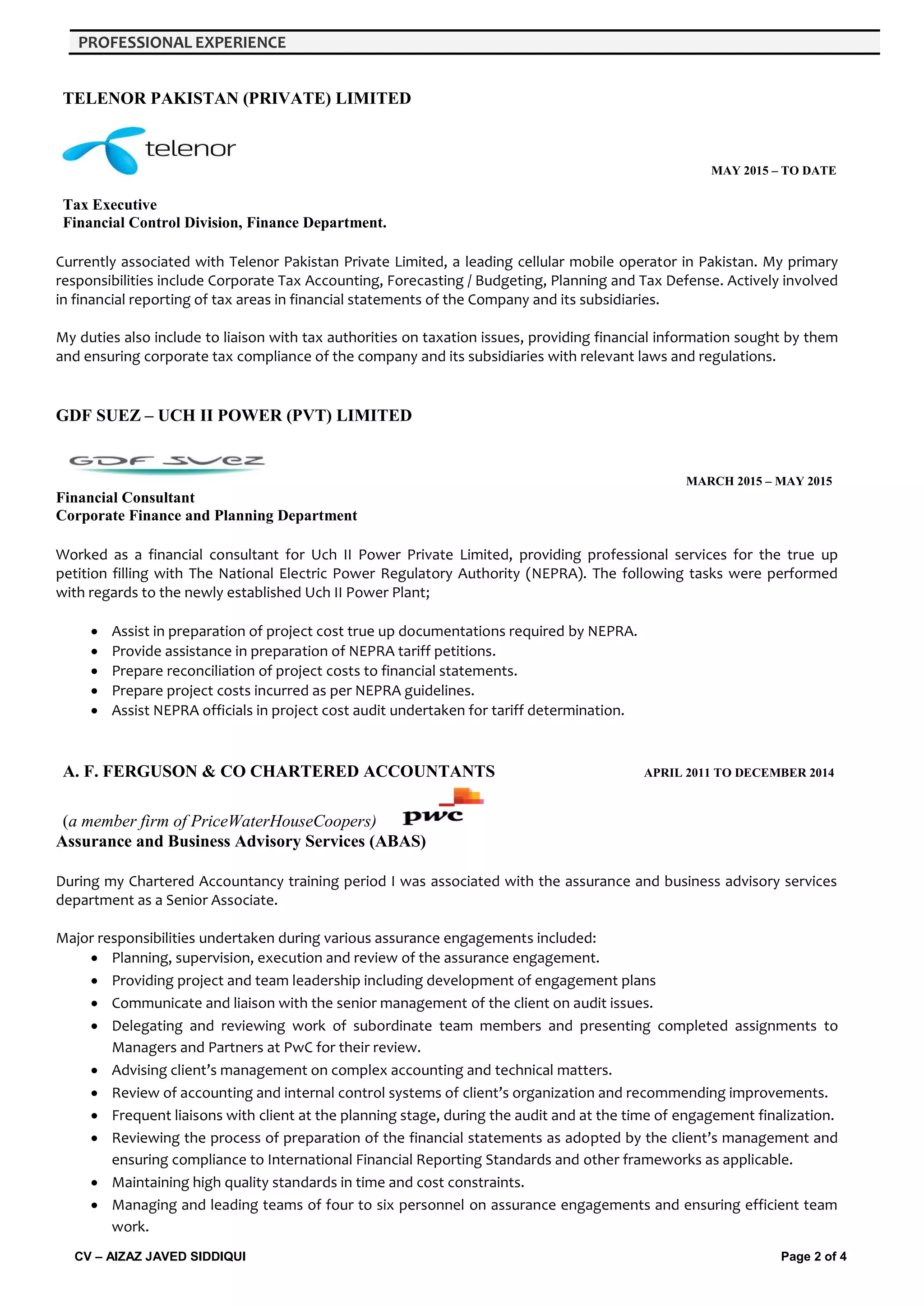 Aizaz Javed Siddiqui CV | PDF