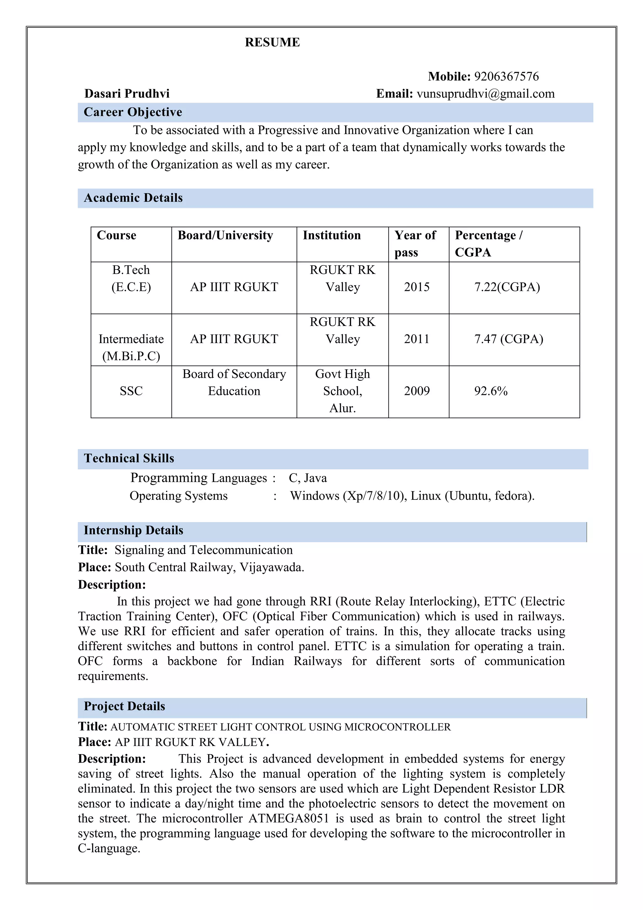 Prudhvi resume | PDF