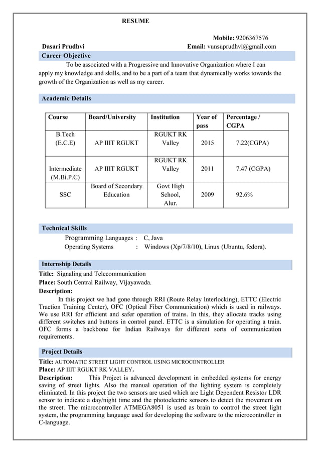 Prudhvi resume | PDF