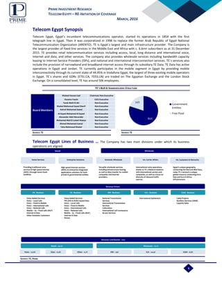 Telecom Egypt - Re-initiation of Coverage - March 2016 | PDF