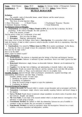 HUMAN BEHAVIOR | DOCX