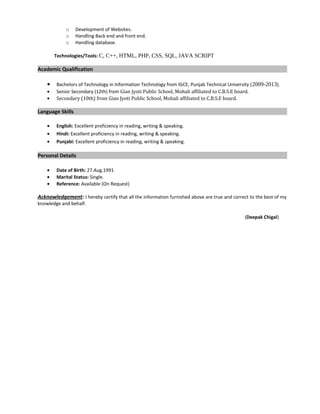 Deepak Resume | PDF