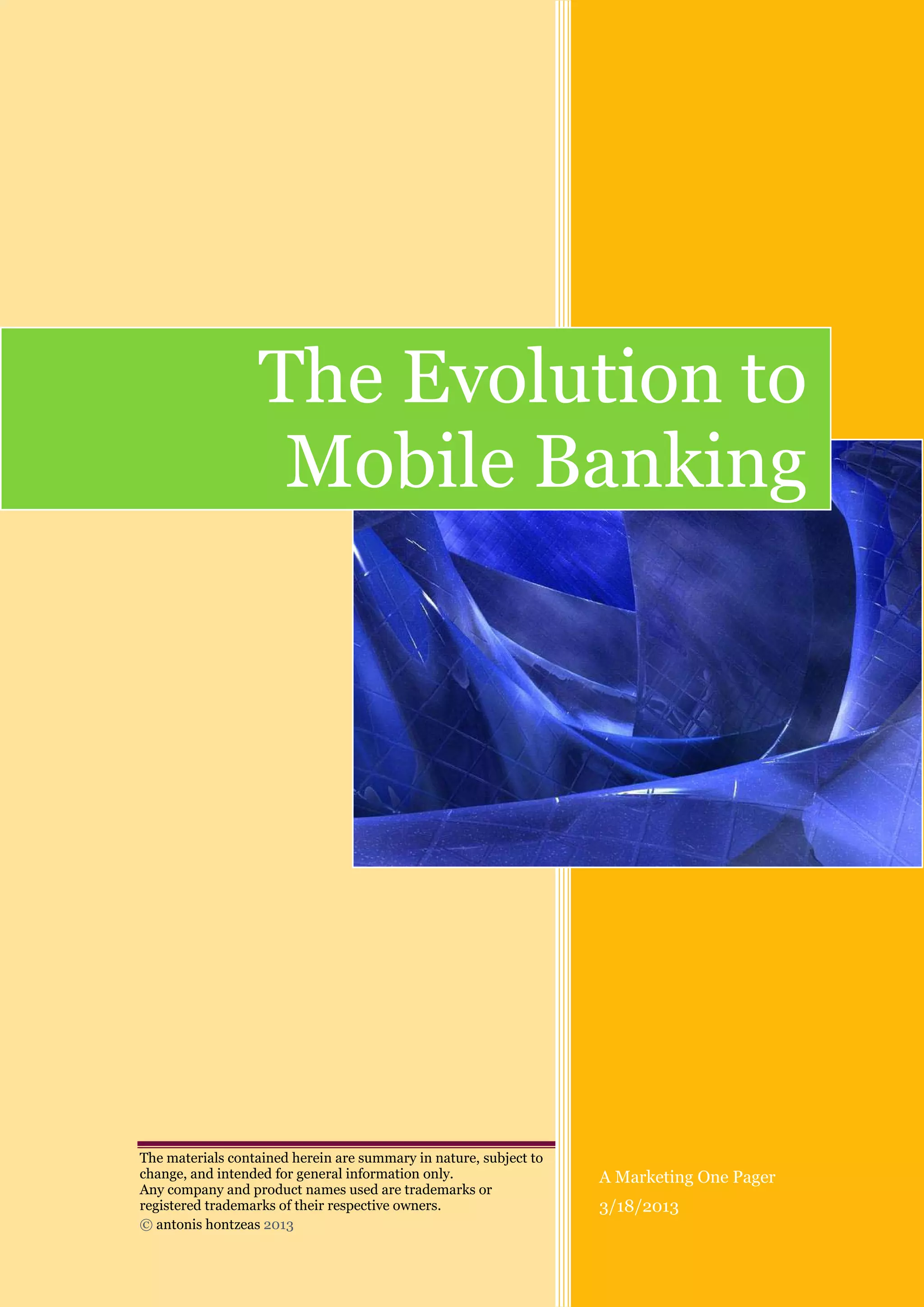 The Evolution to Mobile Banking pdf | PDF | Credit Cards | Personal Debt