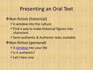 Incorporating Authentic Texts in the Classroom | PPTX | Secondary ...