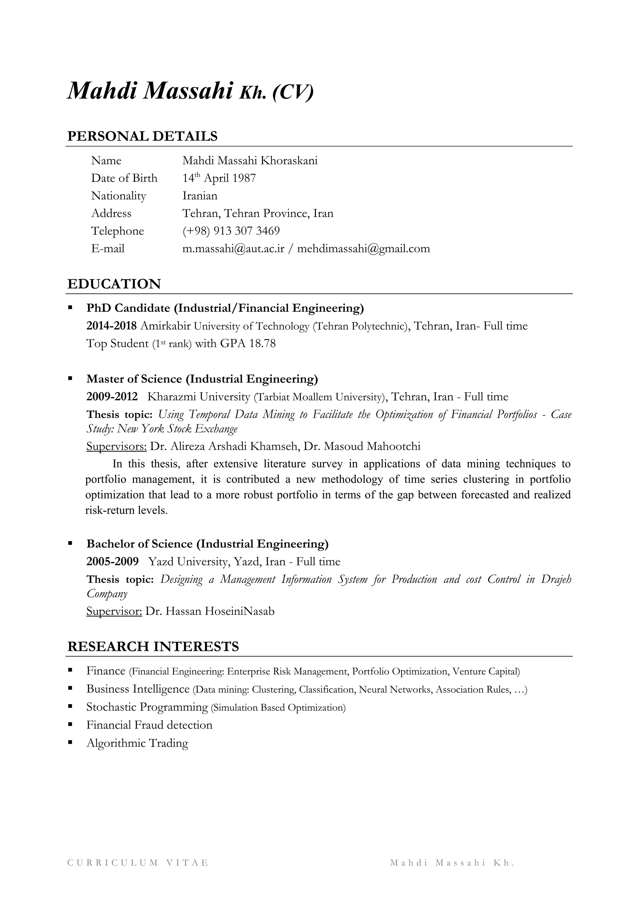 Mahdi Massahi_CV_V18 | PDF