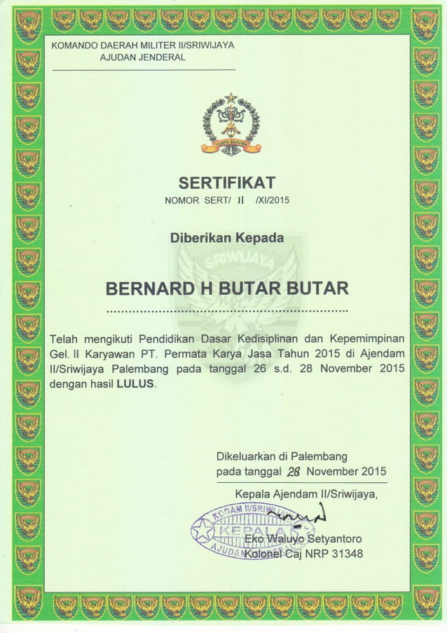 Sertificates - Bernard Hasoloan Butar Butar | PDF