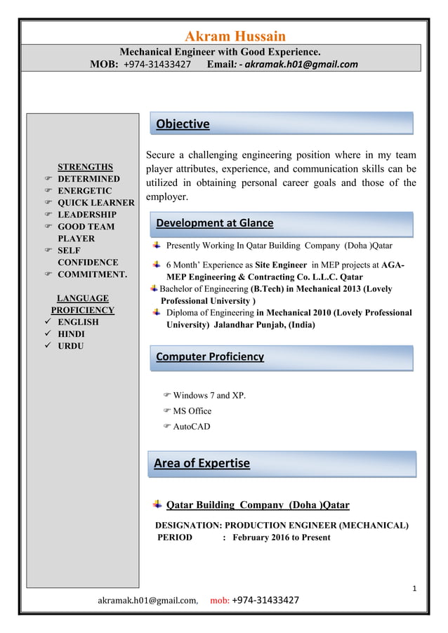 akram CV | PDF | Civil Engineering Industry | Industries