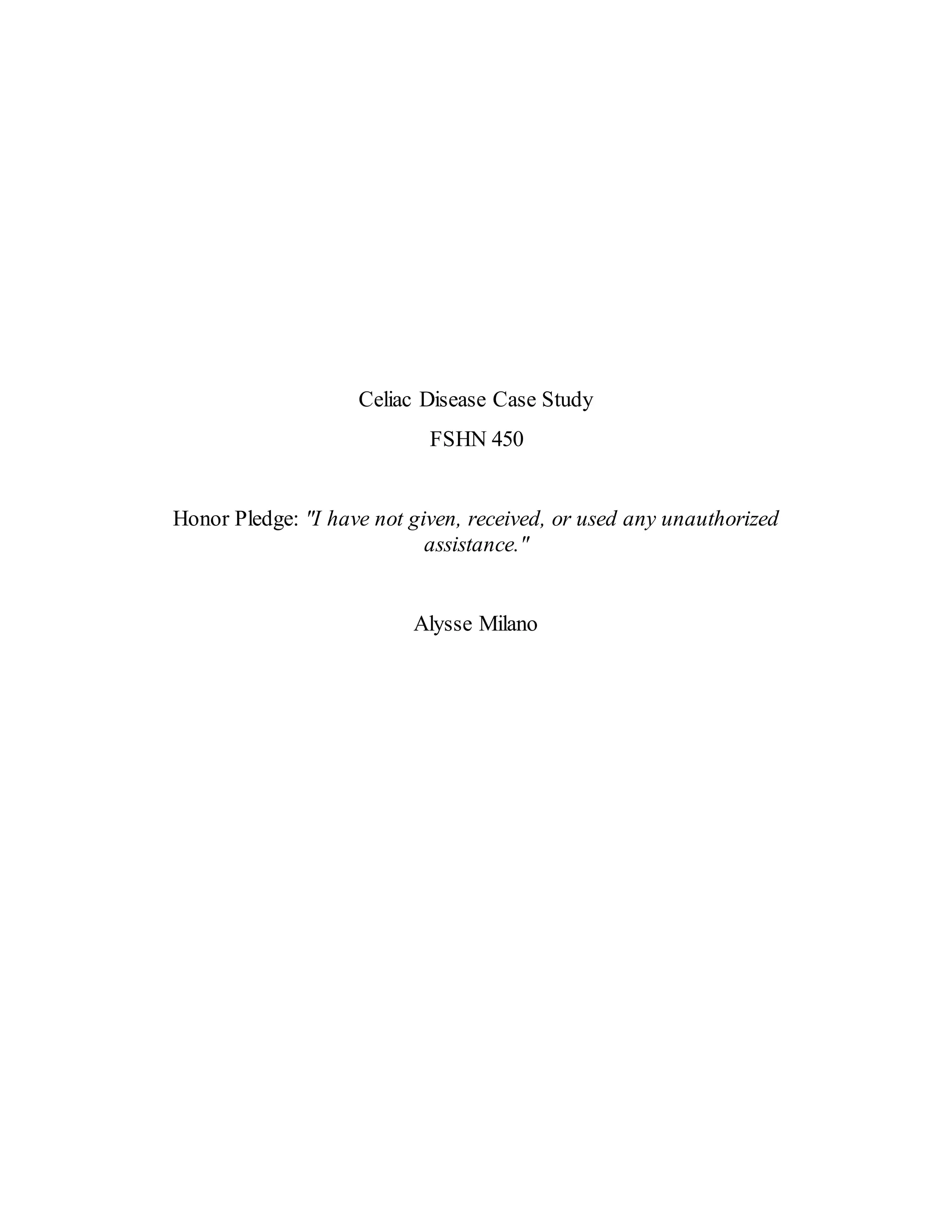 Celiac Disease Case Study | DOCX