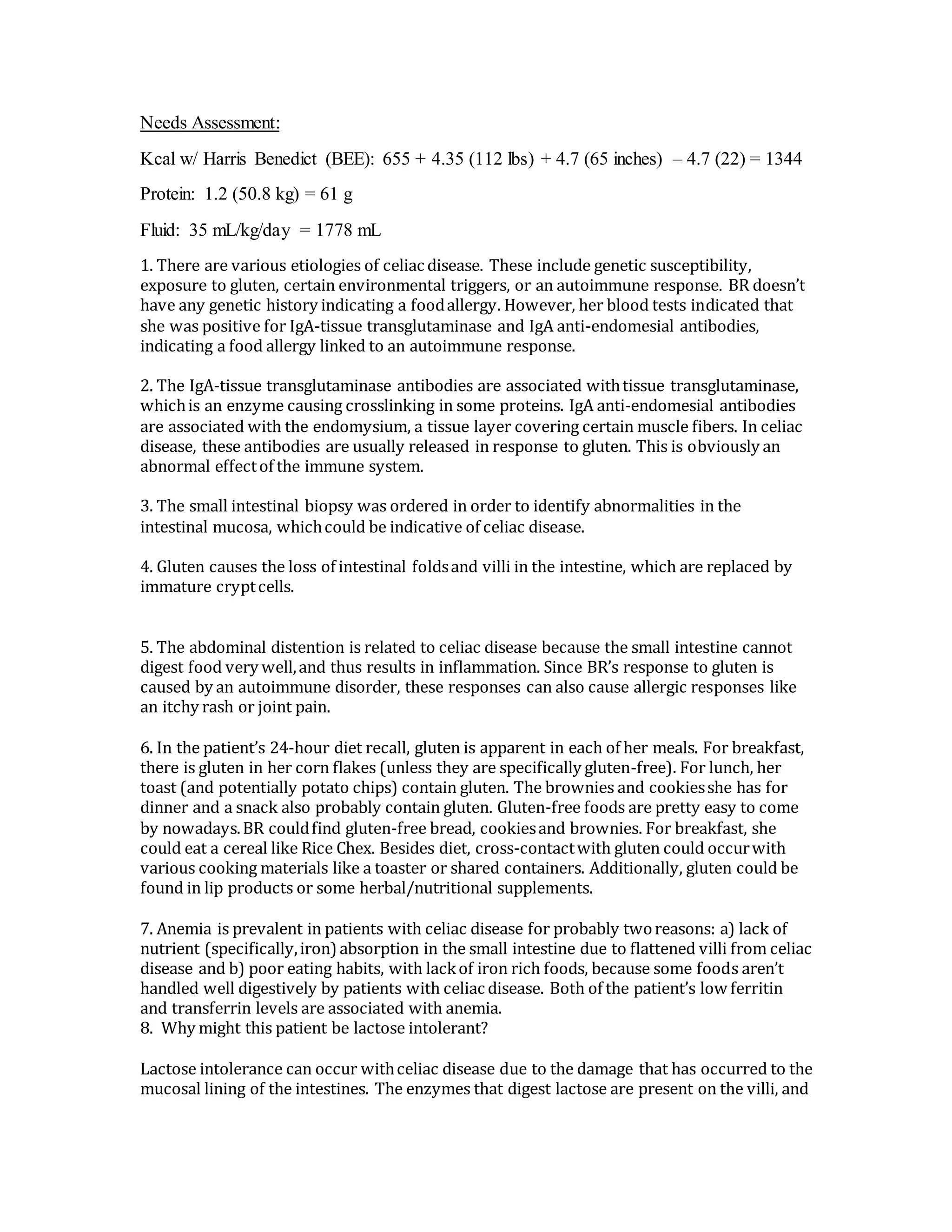 Celiac Disease Case Study | DOCX