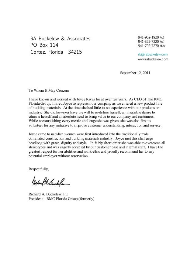 Joyce Rivas 9.12.11 (1) Reference letter Richard Buckelew