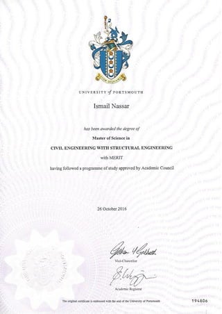 MSc. Certificate