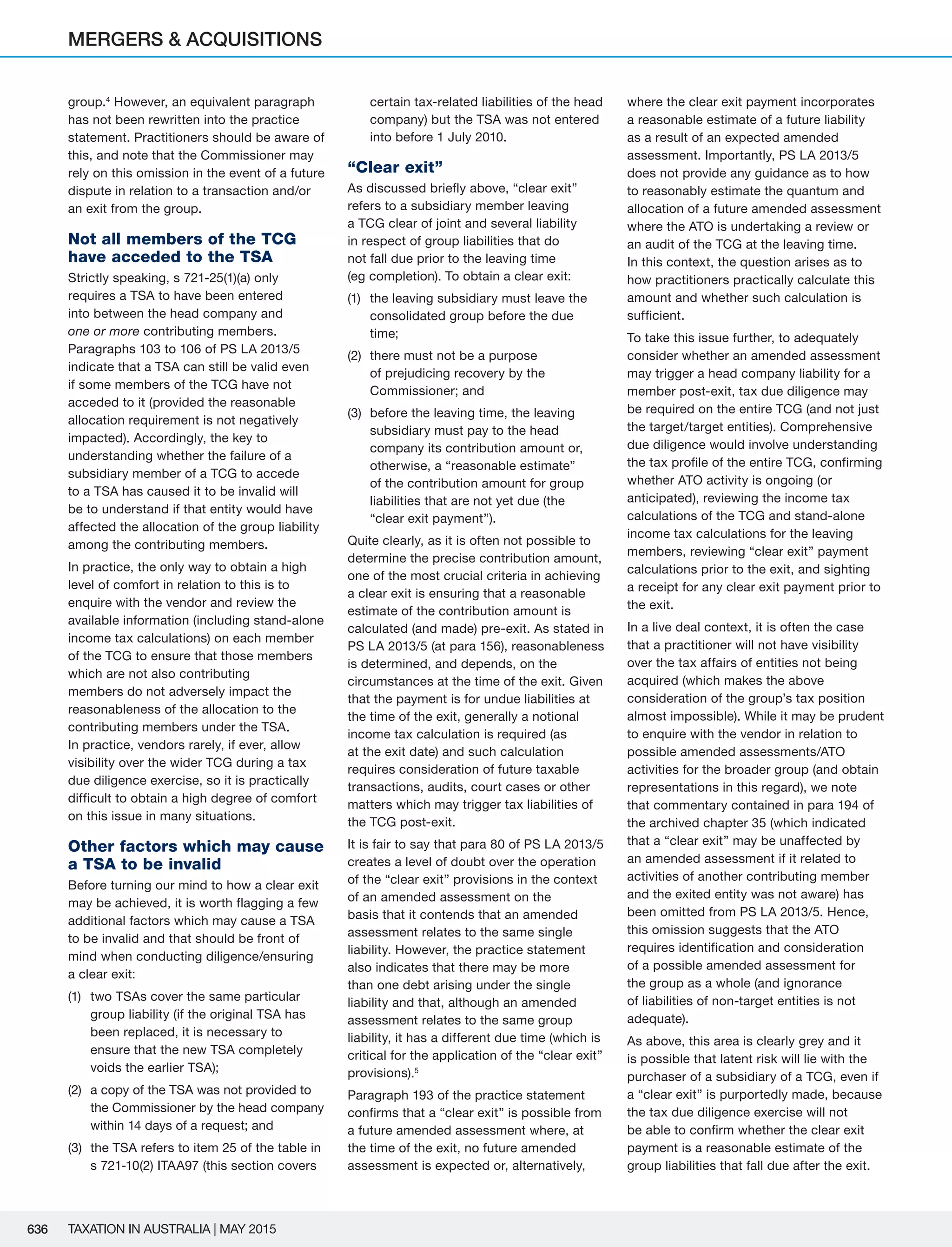 M&A Tax - How clear is your exit? | PDF
