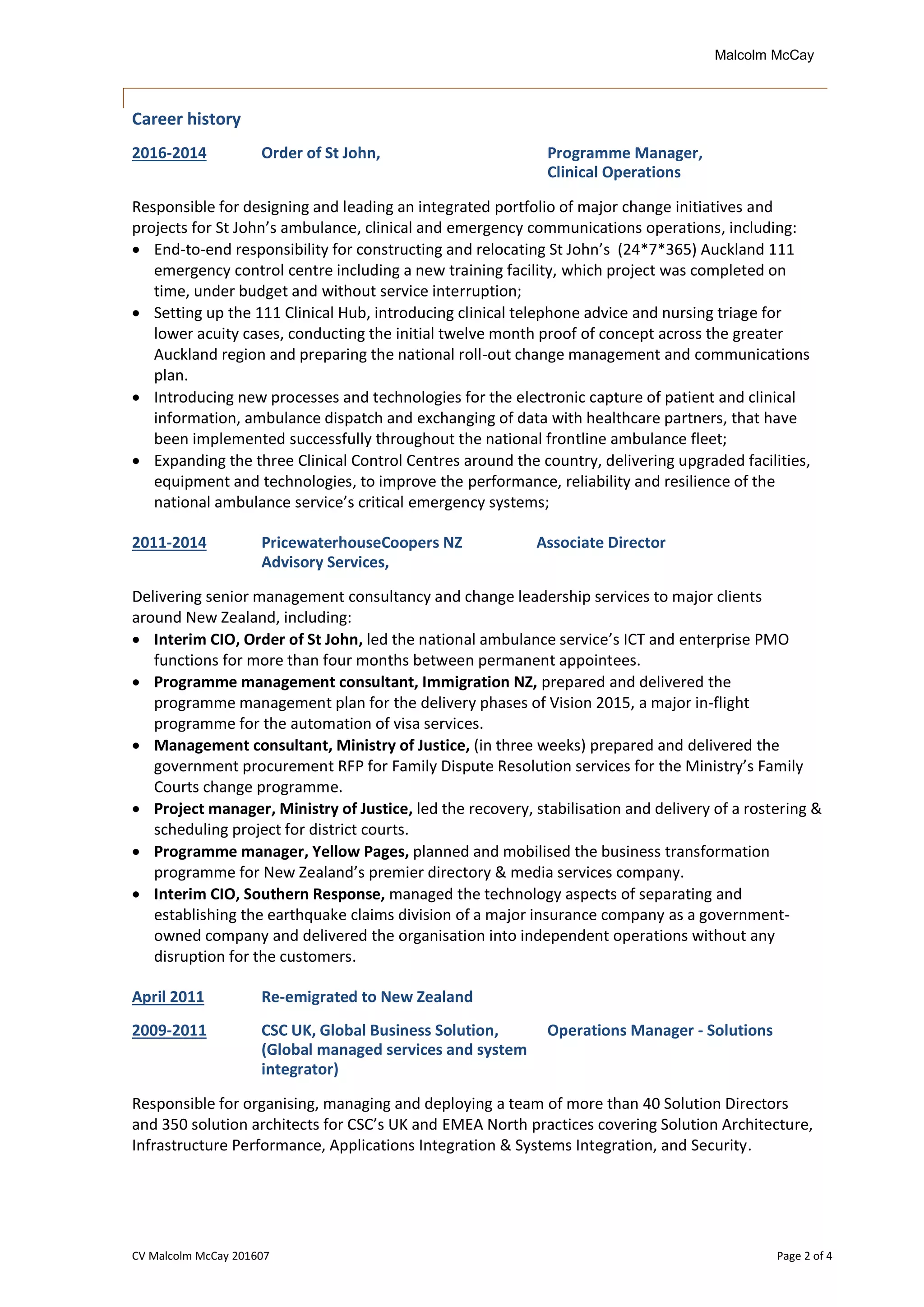 CV Malcolm McCay 201607 | PDF