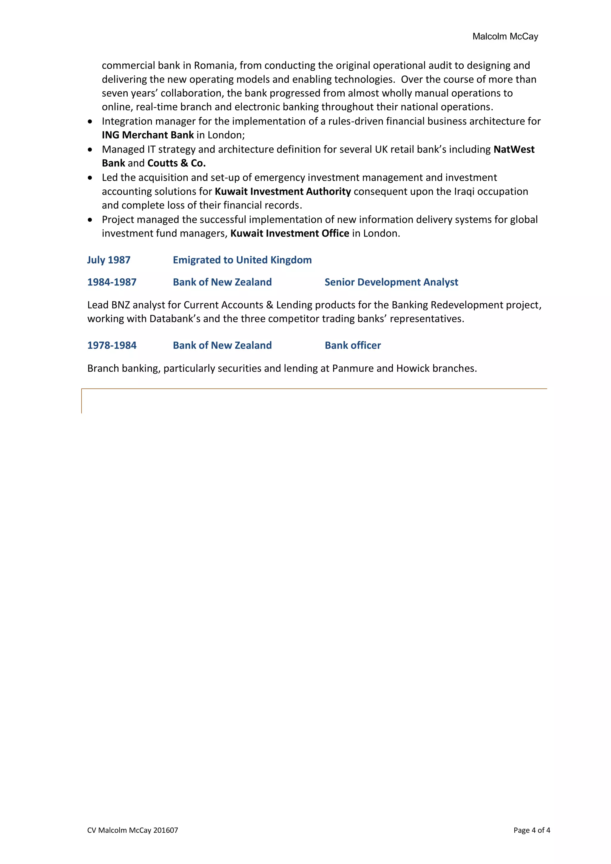 CV Malcolm McCay 201607 | PDF