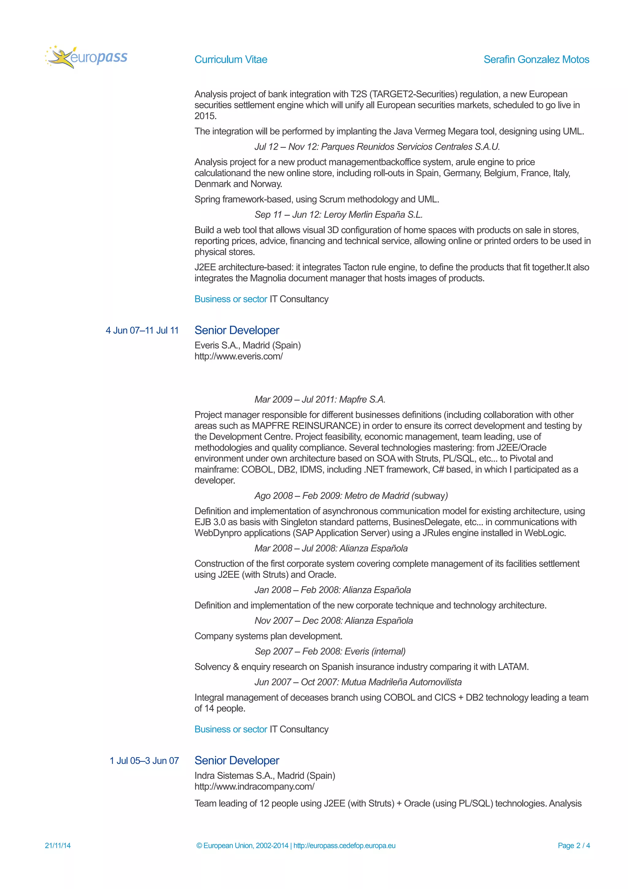 Serafin Gonzalez Motos - Curriculum Vitae | PDF | Web Development | Internet