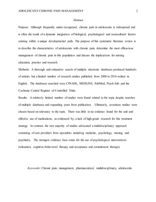 CHRONIC PAIN in adolescents final | DOCX