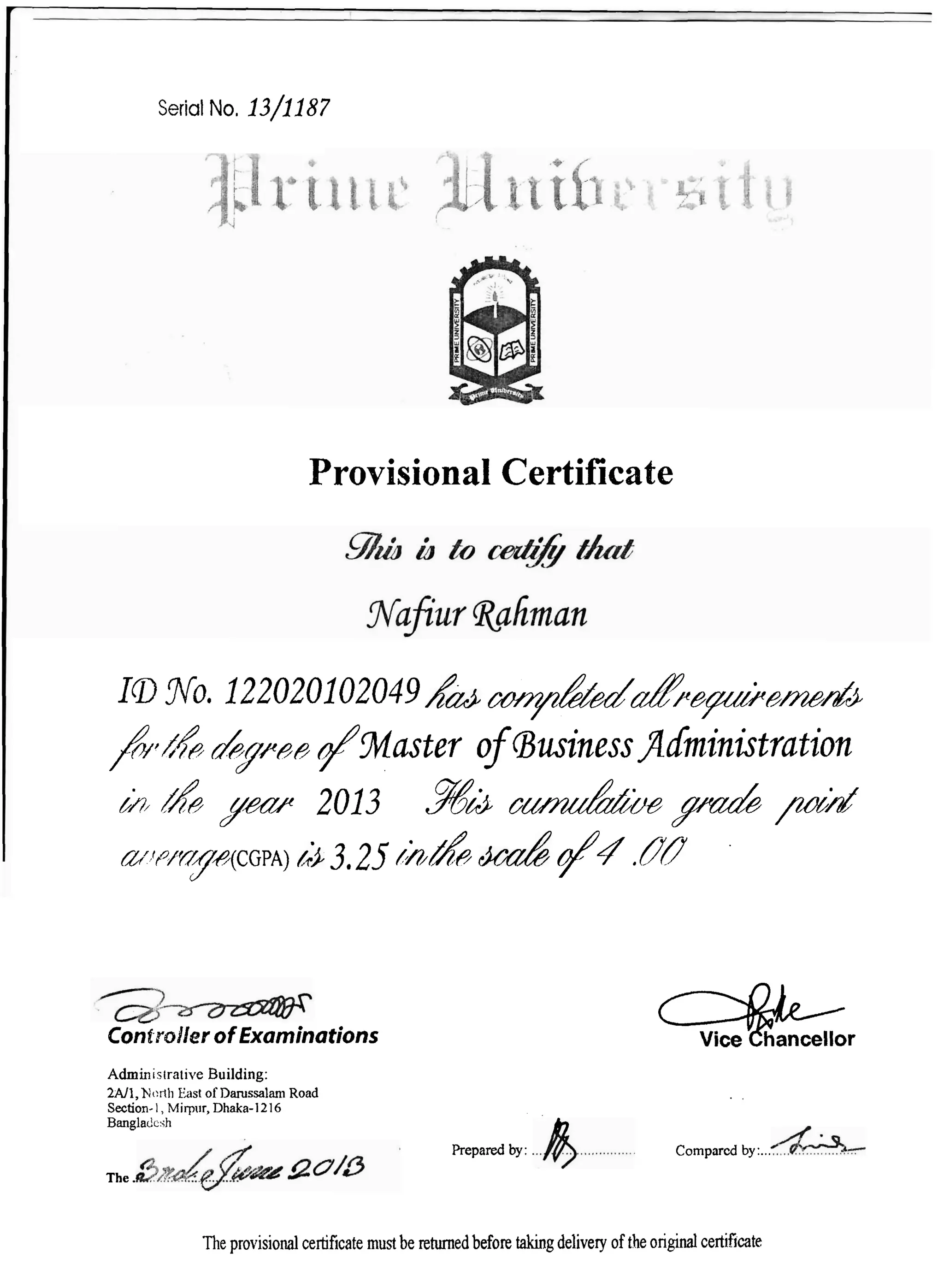 nafiur Cirtificate | PDF