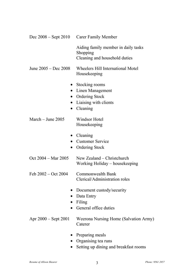 Allison Resume | DOC | Career Advice | Careers