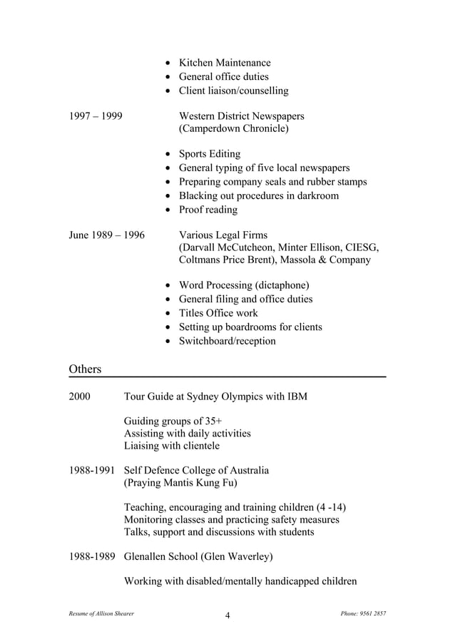 Allison Resume | DOC | Career Advice | Careers