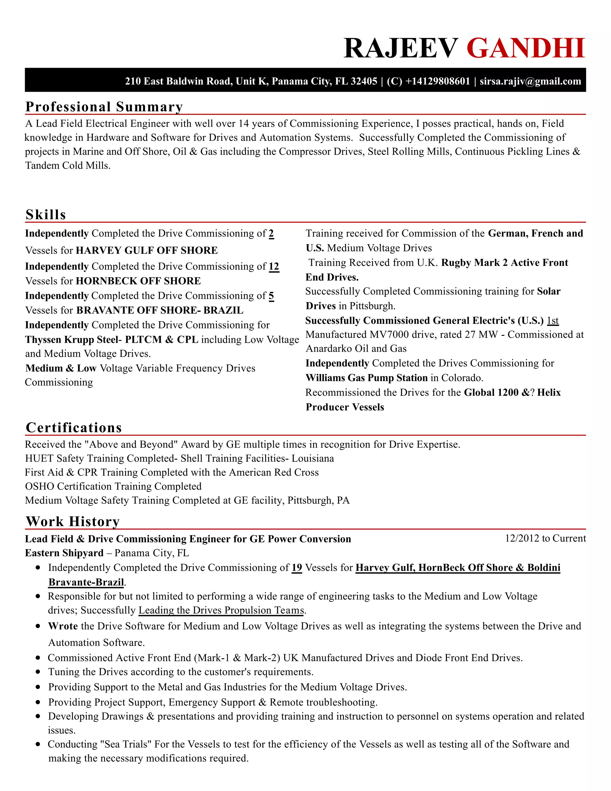 RAJEEV GANDHI JANUARY 2016 RESUME | PDF