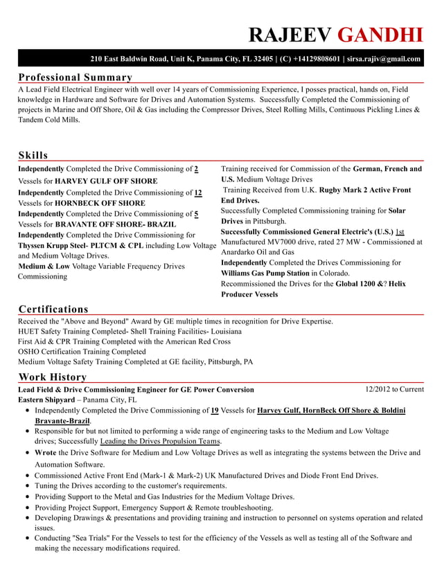 RAJEEV GANDHI JANUARY 2016 RESUME | PDF