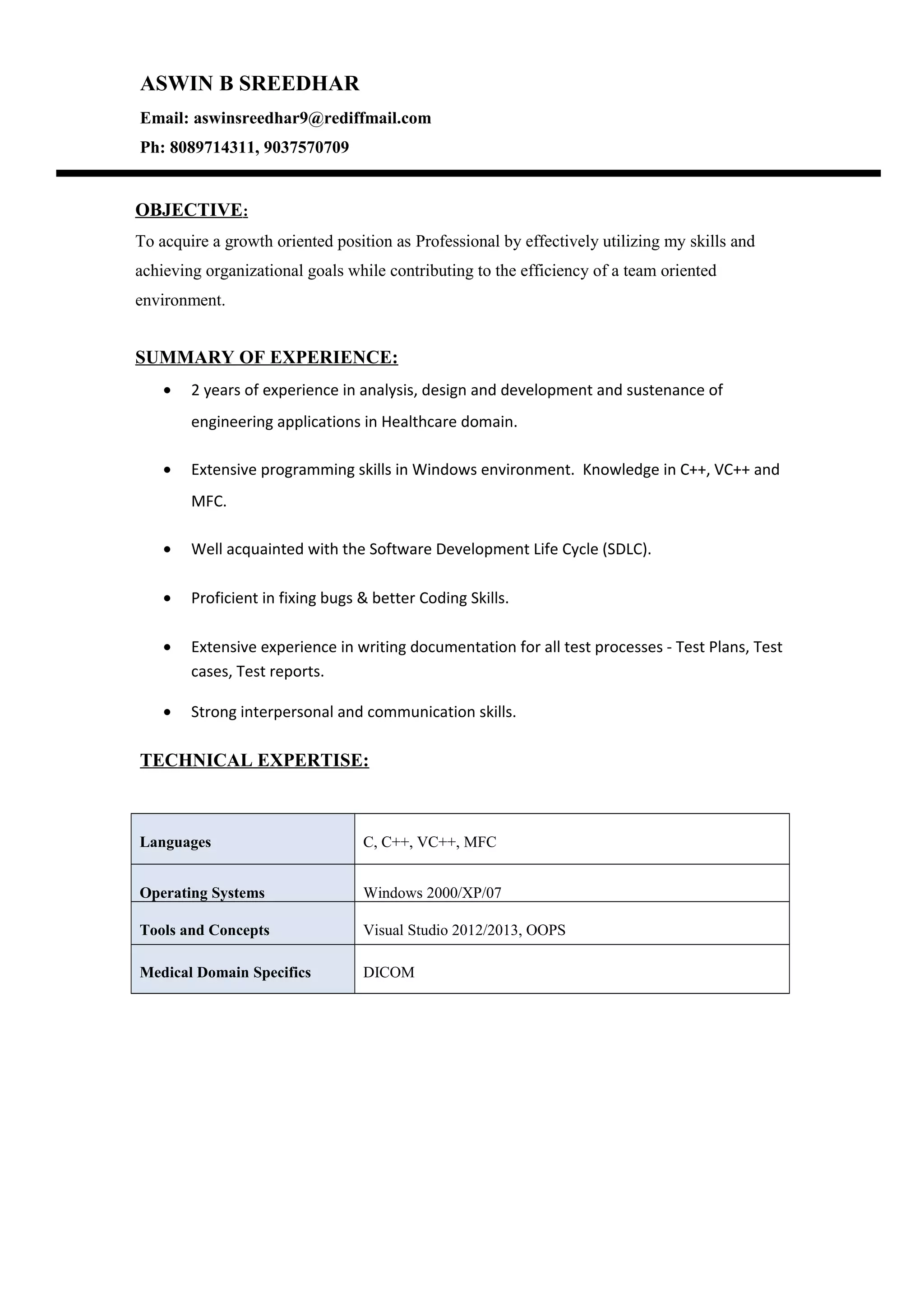 Aswin_B_Sreedhar_Resume | PDF