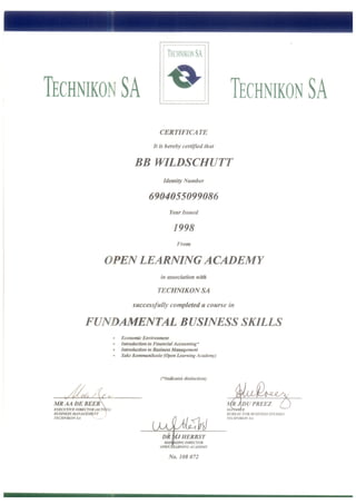 Technikon SA certificate | PDF