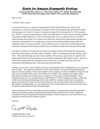 Paromita Barua letter of recommendation | PDF