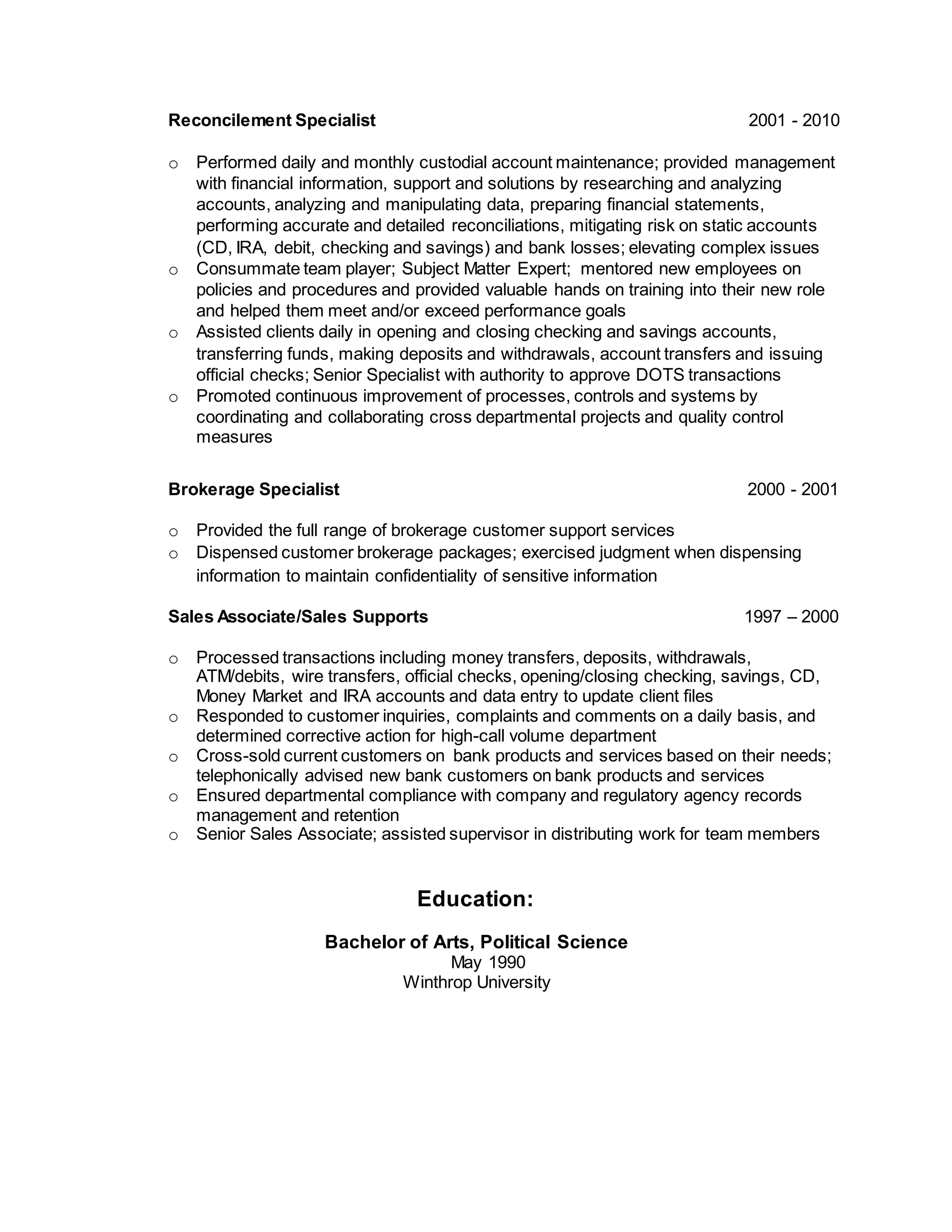 New Phyllis Resume 2016 | DOCX | Business Banking & Finance | Business