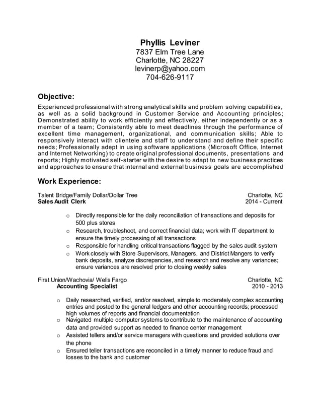 New Phyllis Resume 2016 | DOCX | Business Banking & Finance | Business