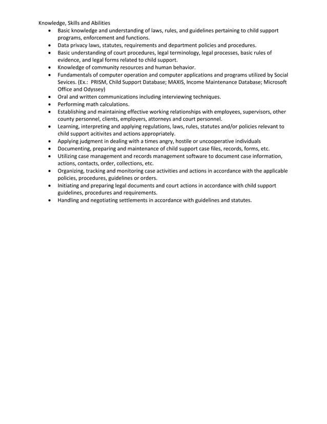 Child Support Officer Job Description | PDF