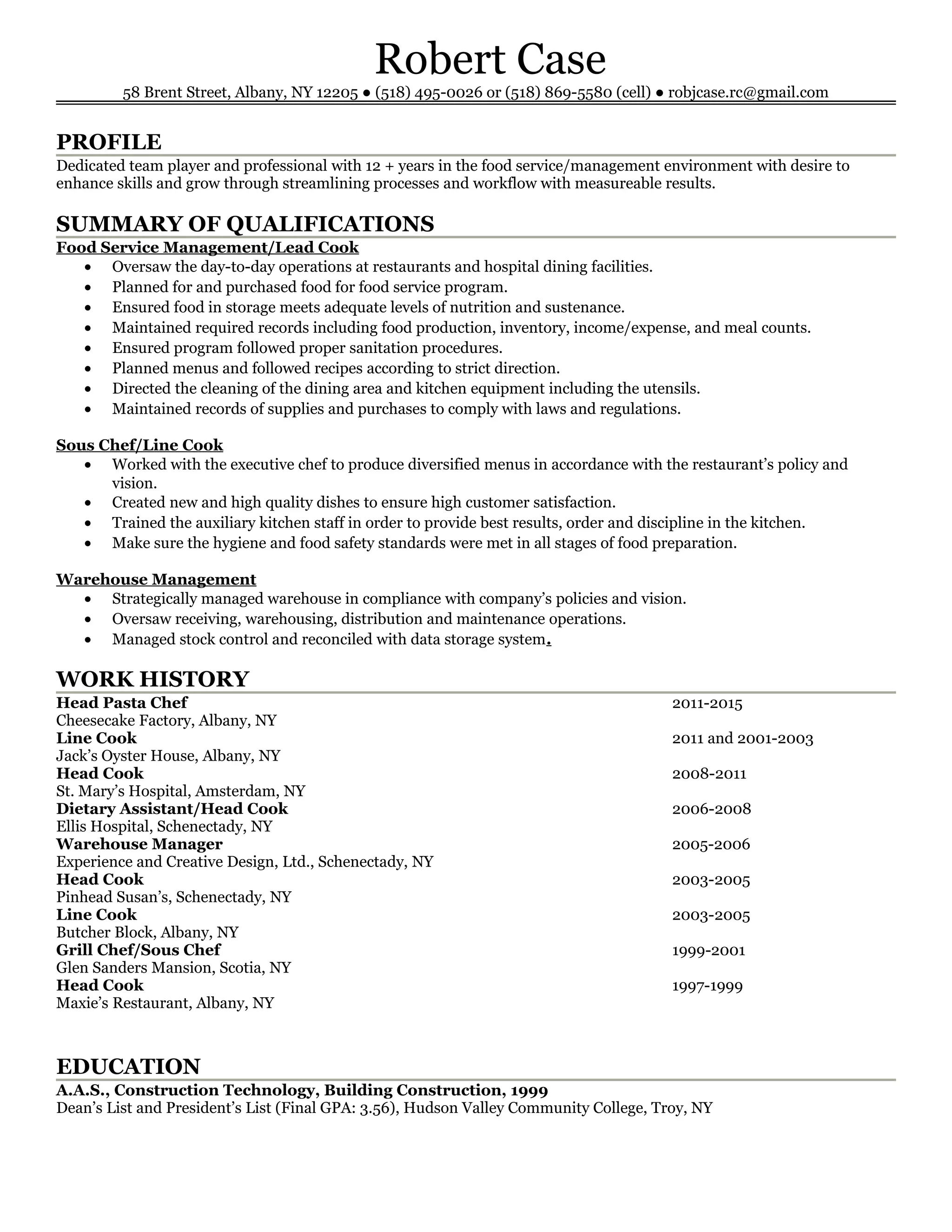 Robert Case Resume | DOC