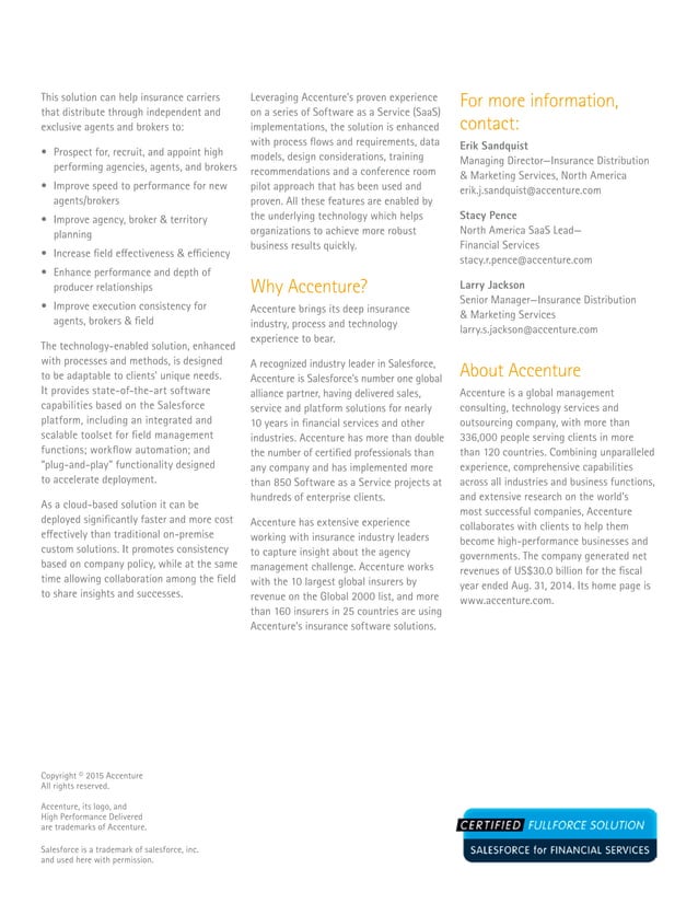 Accenture Insurance Agent Effectiveness Solution | PDF